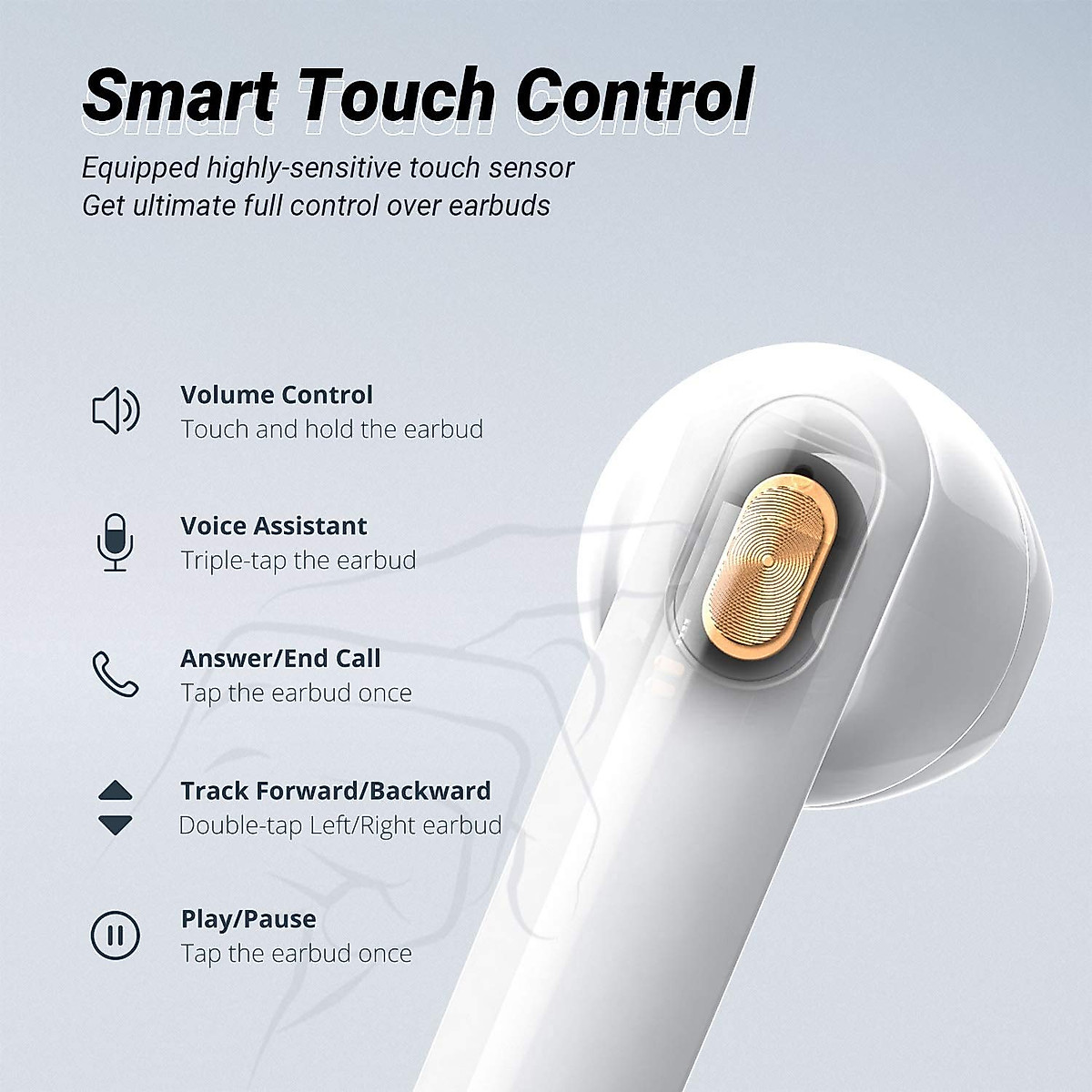 SEEWAY True Wireless Earbuds,Bluetooth Earbuds V5.1,with Touch Control 25 Hours Playtime, USB-C for Fast Charging, Premium Deep Bass for Sports,Commute,Work (Black)