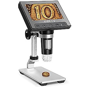 LCD Digital Microscope,ANNLOV 4.3 inch Handheld USB Microscope 50X-1000X Magnification Coin Microscope Video Camera with 8 Adjustable LED Lights for Adults PCB Soldering Kids Outside Use