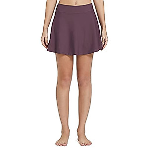 baleaf Women's High Waisted Swim Skirt Bikini Tankini Bottom with Side Pocket Wine Red Size L