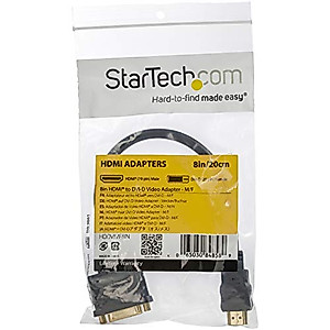 StarTech.com HDMI Male to DVI Female Adapter - 8in - 1080p DVI-D Gender Changer Cable (HDDVIMF8IN)