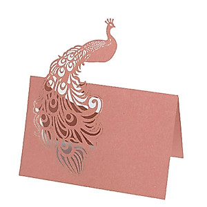 YURASIKU 50 Pcs Laser Cutting Hollow Peacock Table Name Card Wedding Birthday Party Banquet Seat Name Setting Card