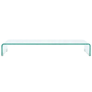 Festnight Clear Tempered Glass Corner TV Stand Computer Monitor Riser for Living Room Home Office Furniture (35.4"x11.8"x5.1")