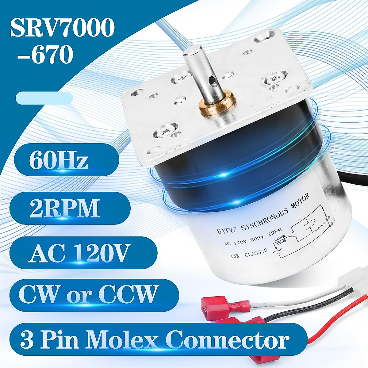 SRV7000-670 Auger Feed Motor Compatible with Pelpro and Pleasant Hearth Pellet Stoves, 2RPM Auger Motor