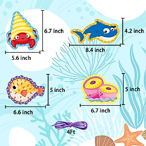 Omlisca Sea Animals Lacing Cards Sewing Cards 12 Pack Shark Whale Ocean Theme Party Decor Double Sided Cardboard Lacing Playing Games for Preschool Home Developing Imagination Education Supplies