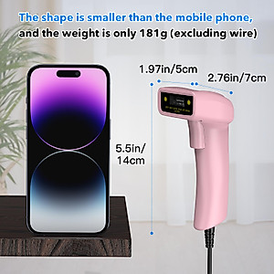 Symcode USB 1D Barcode Scanner, Handheld Wired CCD Laser Barcode Reader Scanner Supports Screen Scan UPC Bar Code Scanner for Warehouse, Library, Supermarket,POS