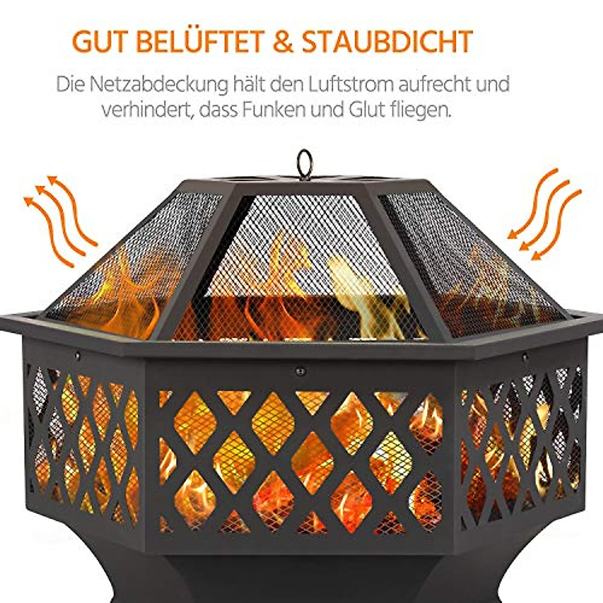 Yaheetech 24'' Outdoor Fireplace Wood Burning Pit Hexagon Shaped Metal Brazier for Outdoor Patio Backyard Camping Garden