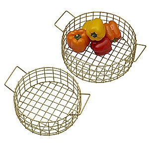 Gourmet Basics by Mikasa Kendall Set of 2 Storage Baskets, 12.5-Inch and 14.5-Inch, Gold