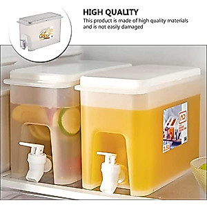 NDBOX Slim Drink Dispenser for Fridge with Spigot and Large Silicon Trivet - Spacesaver 0.92Gal Container (White Jug 1pc + Silicone Trivet)