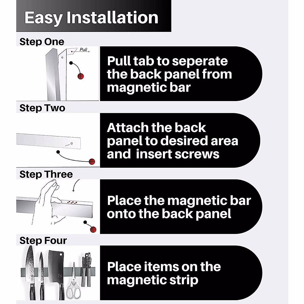 US Craft Brands Powerful Magnetic Knife Storage Strip 16in - Mirror Finish Knife Magnet Bar Modern Styled Stainless Stylish Knife Storage - Professional Multipurpose Use Kitchen Storage (Gold)