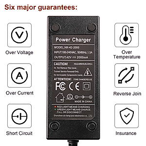 42V 2A Charger 1 Prong for 36V Lithium Ebike Escooter Compatible with Gotrax and All Brands' Electric Bike Scooter 5.5mm Plug