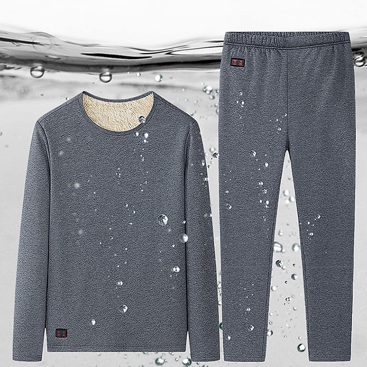 Vuirrm Thermal Underwear for Men Electric Heated Thermal Underwear Set (Top + Pants) USB Washable Temperature Adjustable in Winter,5XL,Black