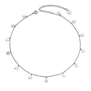 Sterling Silver Jewelry Lucky Star Choker Necklace Pendant Disc Chain Statement Necklace For Women