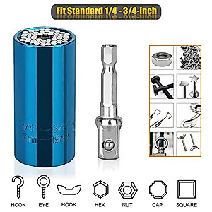 2 Sets Universal Wrench Socket Gifts for Men, 1/4 to 3/4 inch Universal Grip Ratchet Tool Sets with Power Drill Adapter, Best Unique Gadgets for Men Handy DIY Tools Dad Father Husband Boyfriend Him