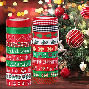 Vloso 20 Rolls 100 Yards Christmas Ribbon for Gift Wrapping,3/8 Inch Christmas Grosgrain Ribbon,Christmas Ribbon for Crafts DIY Holiday Christmas Decorations