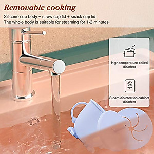 Linowos 2-in-1 Snack Cup & Spill-Proof Cup, Snack Cup | Silicone Toddler Spill Proof Sippy Cup 150ml with Level Indicator - Perfect for Toddlers & Babies Training