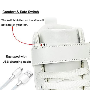 APTESOL Unisex LED Shoes High Top Light Up Sneakers USB Rechargeable Flashing Shoes for Women Men (White,5.5 Women/4 Men)