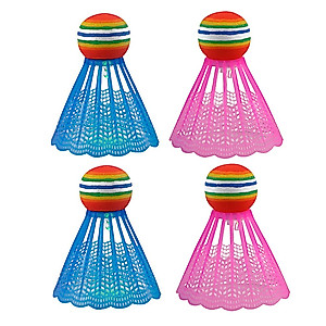 VOSAREA 4pcs LED Lighting Nylon Badminton Shuttlecocks Practical Sports Supplies Exercise Accessories for Indoor Outdoor Playing (2PCS Blue, 2PCS Pink)