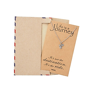 quan jewelry Mini Bicycle Necklace, Journey Traveler Pendant Charm, Gifts for Cyclists & Wanderlust, Minimal Dainty Necklaces, Fitness Jewelry with Quote Card