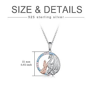 SCZKLAQ Dragon Necklace for Women 925 Sterling Silver Dragon Pendant Necklace Queen Princess Stroking Dragon Jewelry Gift for Women