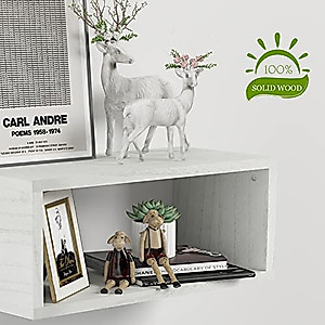 Adowes Floating Nightstand Wall Mounted Nightstand Wood Bedside Shelf 2 Tier Floating Shelves for Wall at Bedroom Living Room Bathroom Vintage White