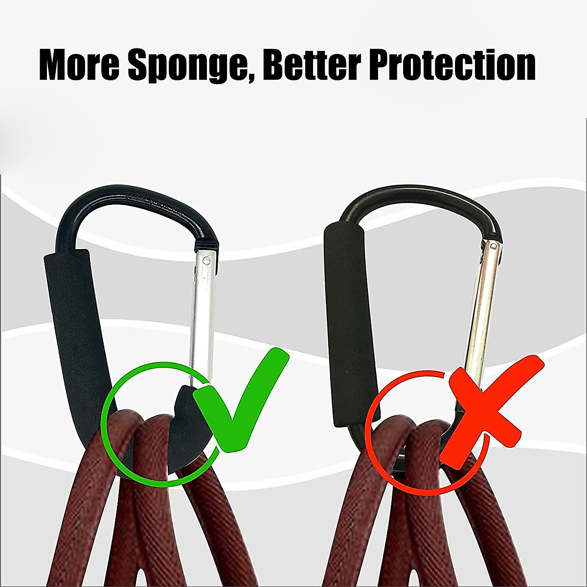 Stroller Hooks, Stroller Accessories Organizer Clip for Diaper Bags, 360-Degree Rotating Mommy Hook Holder for Stroller Bag, Shopping Cart, Grocery Bag with Stroller Wrist Strap Handle, Pack of 6