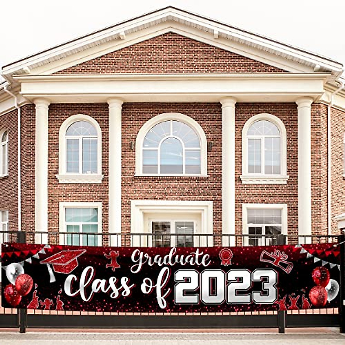 Class of 2023 Banner Decoration-Graduation Party Supplies,Large Congrats Grade Yard Sign Banner for 2023 Graduation Party Decoration (Red 2023)