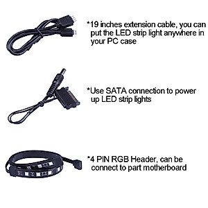 DS leddess RGB LED Strip Computer Lighting via Magnet with Controller for Desktop Computer Case Mid Tower Full Tower (24Key Remote,2PK,30CM,R Series)