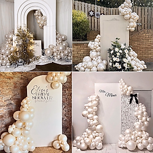 Woaipati 120PCS Pearl White Double-Stuffed Balloons different sizes 18/12/10/5 inch Pearl Balloon Garland Kit for Wedding Women's Birthday Baby Shower Anniversary Party Decorations