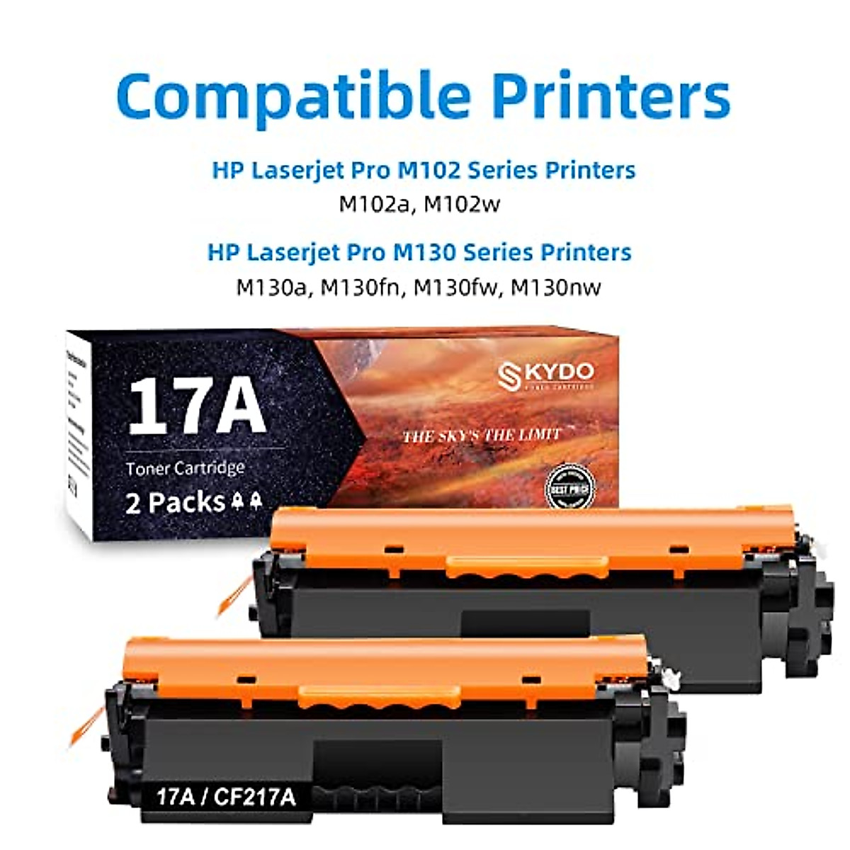 CF217A 17A Black Toner Cartridge Replacement for HP 17A CF217A Perfectly Works with Laserjet Pro M102w MFP M130fw M130nw M130fn M130a M130 M102a M102 Printer (2 Packs, Black)