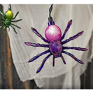 SUNSGNE Halloween Spider String Lights, 8.5Ft Halloween String Lights with 10 Spider Lights, Plug in Hanging Halloween String Lights for Halloween Party, Curtain, House, Garden, Yard, Halloween Decor