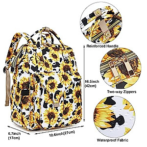 Mimfutu Sunflower Cow Print Laptop Backpack College School Backpack Bookbags Nurse Backpacks Travel Bags Casual Daypacks for Women Girls Fits 15.6 Inch Notebook