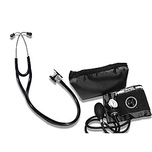EMI Platinum Series Deluxe Black Cardiology Stethoscope ESC-333 AND EBD-217 Sphygmomanometer Set