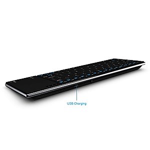 Rii (Newest Version) K12+ Mini Wireless Keyboard with Touchpad Mouse, Stainless Steel Portable Wireless Keyboard with USB Receiver for MacBook/iPad/Tablet/PC/Laptop/Smart TV/Raspberry Pi - Black
