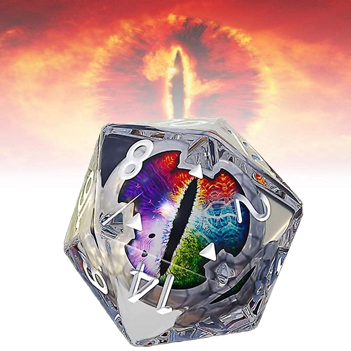 Dragon Eye Dice - The Chromatic Dragon Collection,Mini Crystal Dice，Resin Dragon Eye Dice Set,Colorful Polygonal Dice,Shinny Polyhedral Dice Set Filled With Eyeball,For Role Playing Dice Games (White)