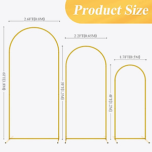 Anmakou Wedding Gold Arch Backdrop Stand 6FT,5FT,4FT Set of 3 Metal Arched Balloon Frame for Wedding Ceremony Birthday Party Baby Shower Anniversary Graduation Decoration