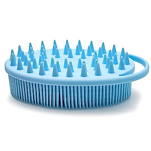 Silicone Body Brush, Exfoliating Body Scrubber, Silicone Body Scrubber Loofah, Silicone Bath Brush, Soft Exfoliating Body Bath Shower Scrubber Brush for Kids and Adults All Kinds of Skin (Blue)