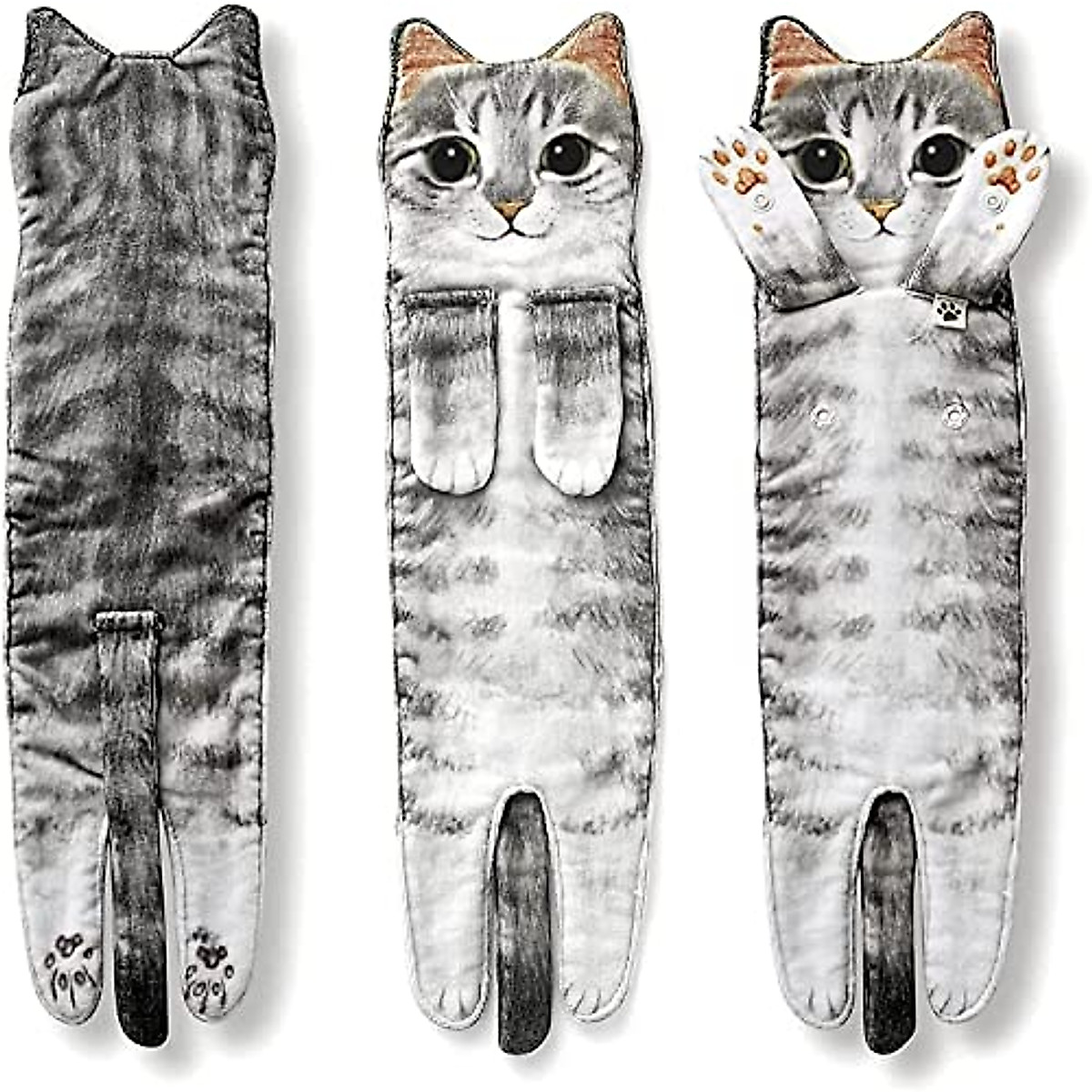 Yeikbuxa Cat Hand Towels for Bathroom Kitchen, Soft and Absorbent, Cat Gifts Cute Decorative Cat Decor Hanging Washcloths Face Towels, Funny Gifts for Cat Lovers（Grey）
