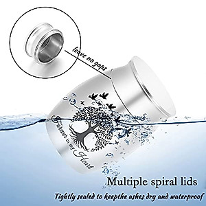 Small Keepsake Urn for Human Ashes Tree of Life Cremation Urns Mini Set of 7 Urns Perfect Stainless Steel Memorial Ashes Holder Small Funeral Ash Urn-Forever in My Heart (Silver-7pcs)