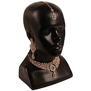 Touchstone NEW Indian Bollywood Charming Look Fine Filigree Sparkling Rhinestones Designer Jewelry Necklace Set In Gold Tone For Women.