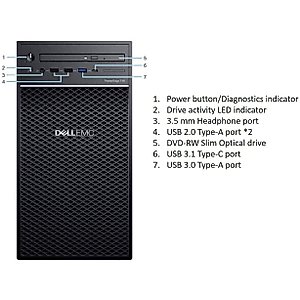 Dell PowerEdge T40 Server, BTX Intel Xeon E-2224G 3.5GHz, 8GB 2666MT/s DDR4, 1TB 7.2K RPM SATA, Windows Server License is not Included
