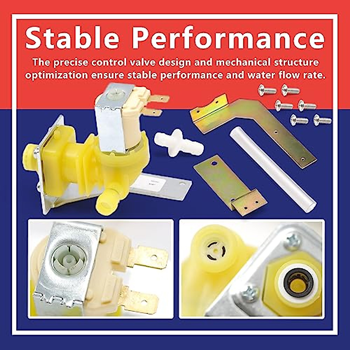 New Upgrade 000008483 000009120 Freezer Water Inlet Valve, Compatible with Manitowoc Ice Machines, with Brackets Inlet &Tube 000008487 IH9123 33129026 Water Inlet Valve, 120V 60Hz Inlet Valve kit