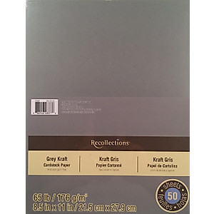 Recollections Grey Kraft Cardstock Paper Pack 8.5x11-50 Sheets