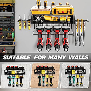 Advzon Power Tool Organizer Power Tool Organizer Wall Mount Heavy-Duty Removable Design Drill Holder with Reasonable Layered No Need for Assembly for Garage Organization Repair Room Woodworking Room