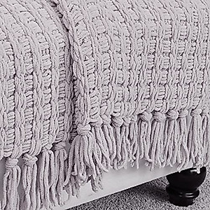 Home Soft Things Space Yarn Knitted Throw Blanket, 50'' x 60'', Lilac, Comfortable Snuggly Warm Gorgeous Throw Blanket Couch Sofa Bed Cover Home Décor