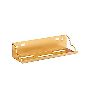 Above Sink Shelf Decoration Rack Simple Style Wall Hanging Decoration Metal Bracket Wooden Base Natural Stability Beautiful and Generous (Gold, One Size)