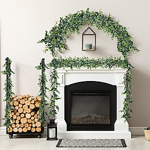 Sggvecsy Artificial Eucalyptus Garland 4 Pack Fake Eucalyptus Greenery Garland Faux Hanging Plants Artificial Vines, 5.6 Feet/Strand for Wedding Backdrop Arch Wall Table Party Outdoor Festival Decor