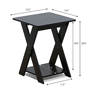 FURINNO Modern Simplistic End Table Set, 2-Pack, Espresso