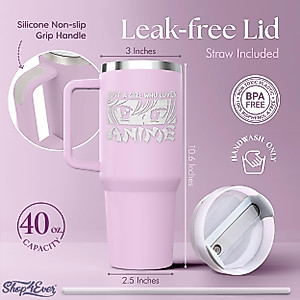 shop4ever Just A Girl Who Loves Anime Engraved Insulated Stainless Steel Tumbler with Handle, Lid, and Straw 40 oz. Anime Fans Anime Lovers Birthday Gift (Lavender)