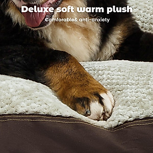 Miguel Canvas Dog Bed with Silky Sherpa Top,12 Ounce 100% Cotton Dog Pillow with Removable Cover, Outdoor Pet Mat Reversible Cool & Warm for All Season Indoor Outdoor 35 in Brown