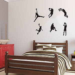 IPOVO Vinyl Wall Sticker Decal for Boy Basketball Wall Decor Posters Murals Window Clings Stickers Decal for Children Nursery Living Room ,Bedroom, Black